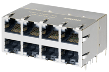 MXMag PD Integrated Gigabit Ethernet 8 Core 4PPoE 60W Class 6 Single-Port RJ45 Connector, 39.00mm Depth, 3.15mm Phy Pin Length, Right-Angle, Inverted Profile, with Shield Tabs, Non-LED, Standard Temperature, Tray