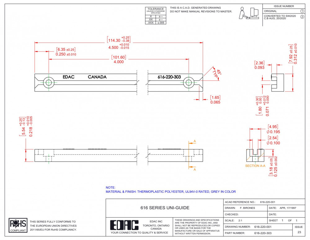 616-220-303 Uni-Guide technical drawing