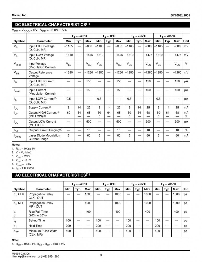 SY100EL1001ZI-TR datasheet page 4