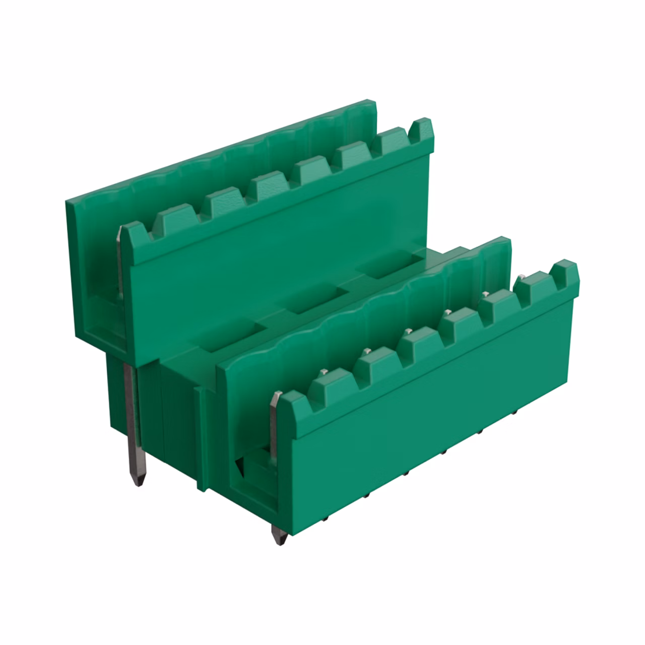 5.00mm Pitch Eurostyle Vertical Dual Level PCB Header, Open Ends, Green Housing, 14 Circuits for sale