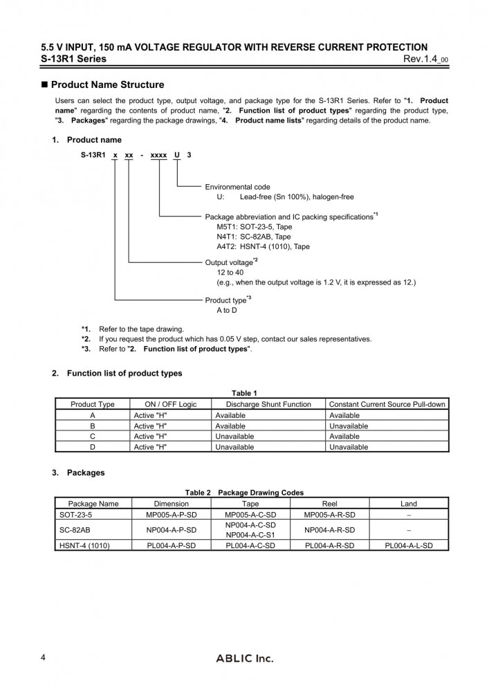 ABLIC S-13R1 datasheet page 4
