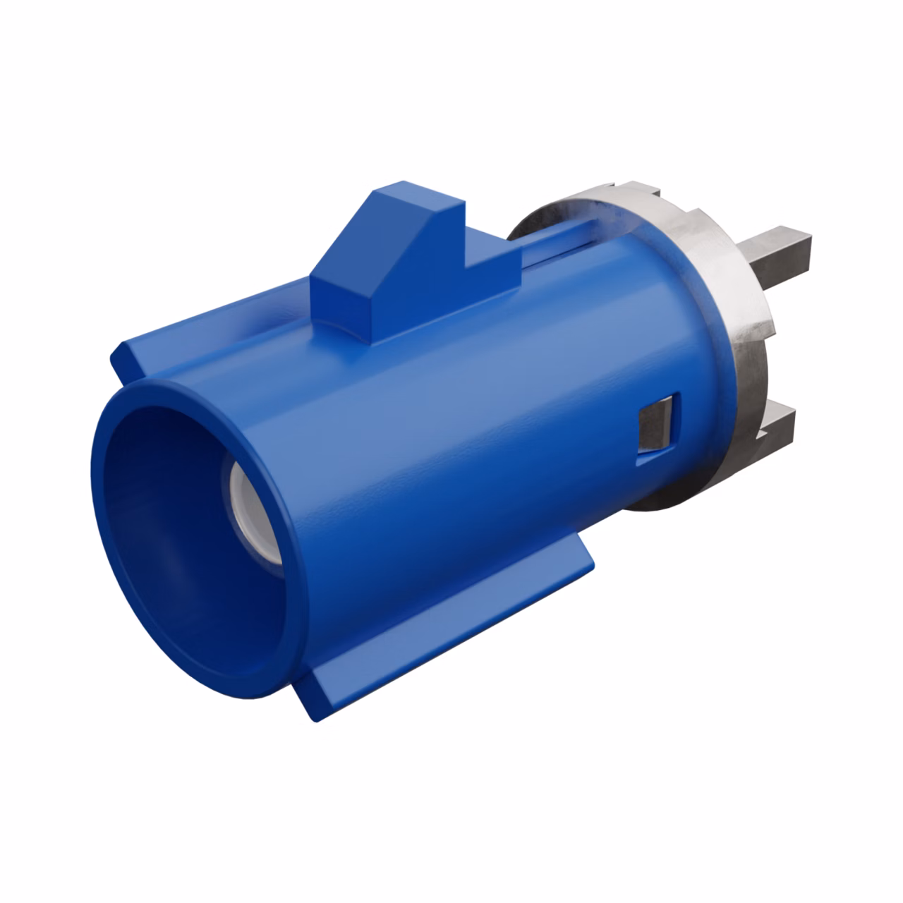 FAKRA Jack, Straight, PCB Receptacle, Through Hole, Keying Code C, Brass Body, Tin (Sn) Plated, Blue, 50 Ohms for sale