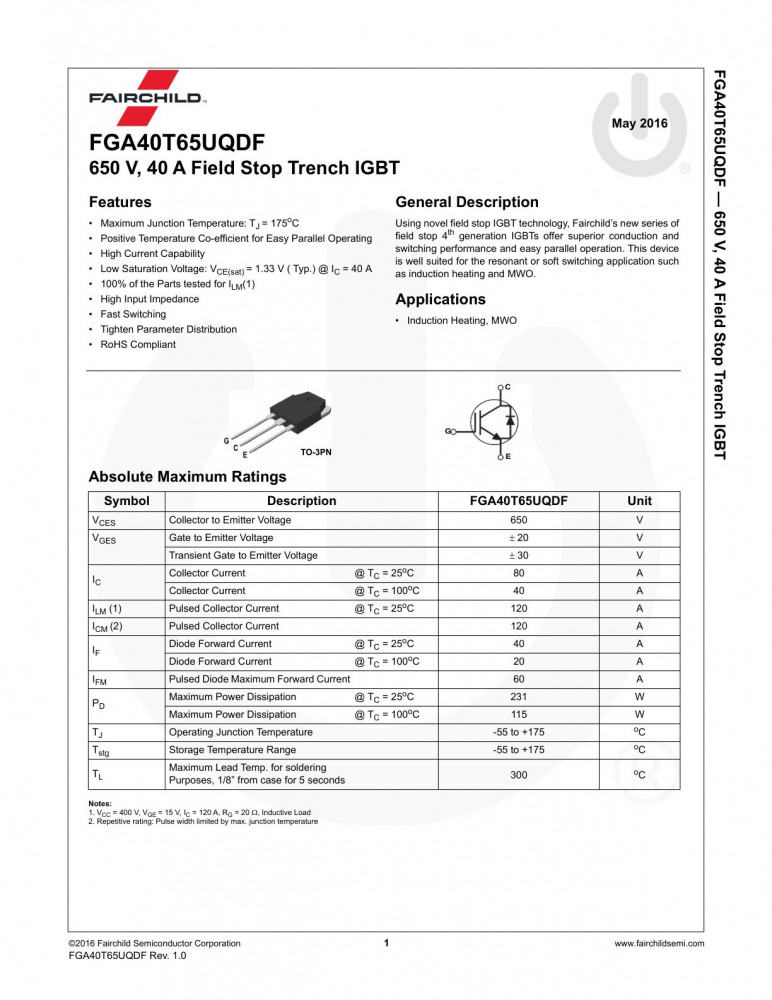 FGA40T65UQDF datasheet page 2
