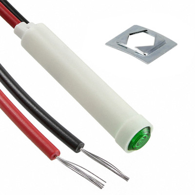 Neon Panel Mount Indicator Green .310″ Round Flat 250V Wire Leads for sale