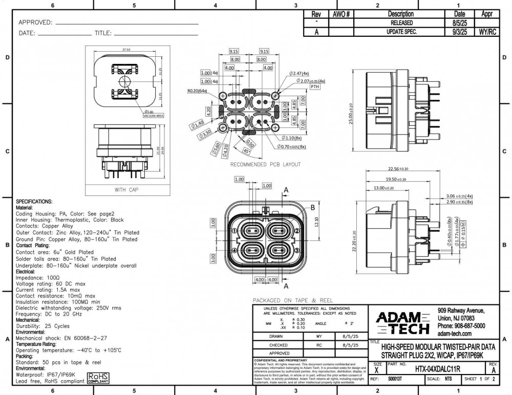 ADAM TECH HTX-04XDALC11R technical drawing, page 1