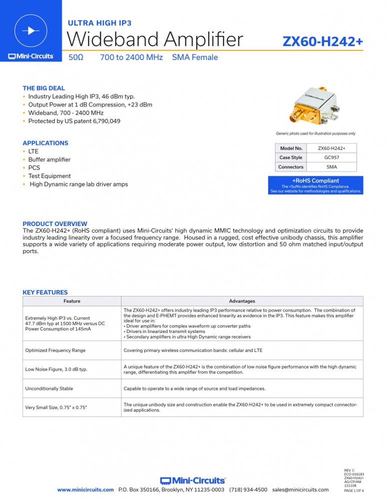 ZX60-H242+ datasheet page 1
