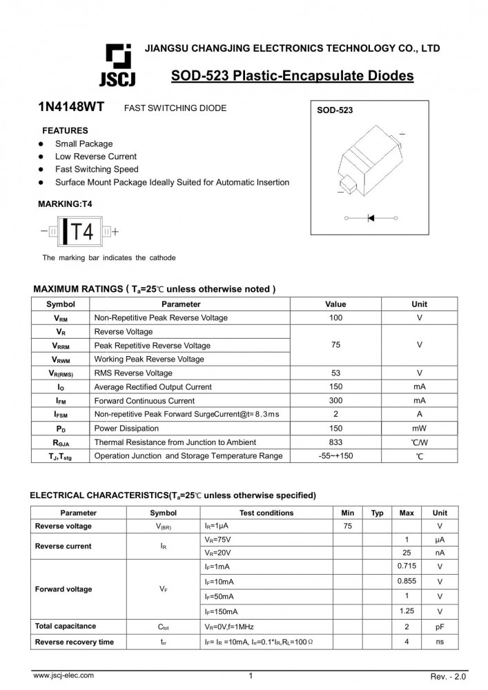 1N4148WT datasheet page 1