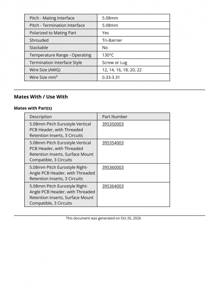 Product document image 3 for MOLEX 399400503