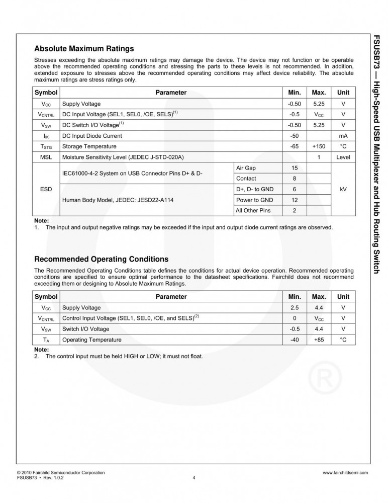 FSUSB73 technical document page 5