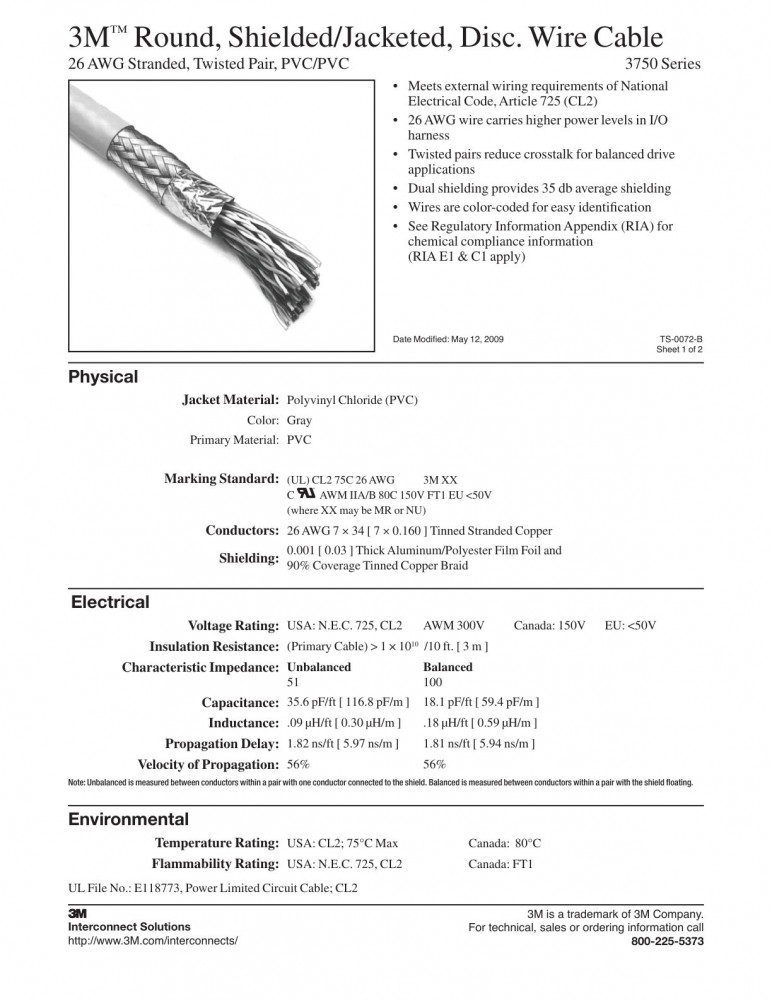 3M 3750 Series technical document page 1