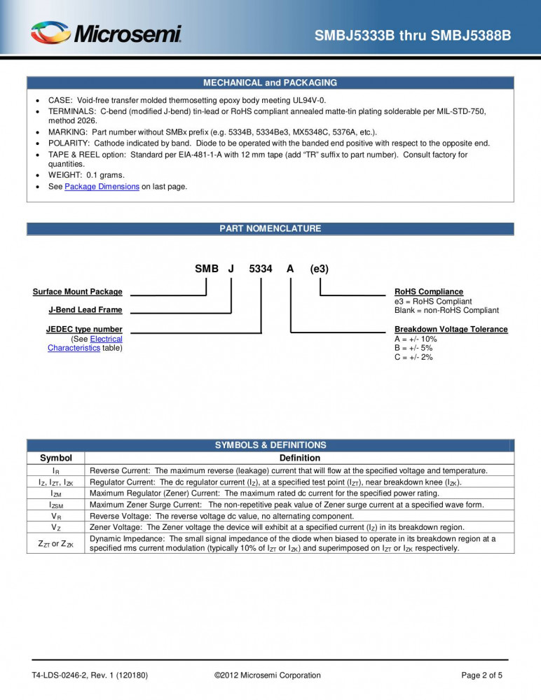 SMBJ5340BE3/TR13 datasheet page 2