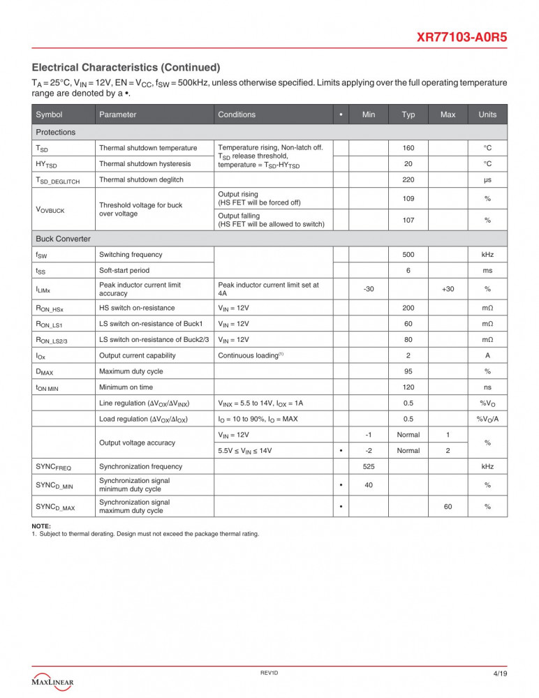 XR77103ELBTR-A0R5 datasheet page 4
