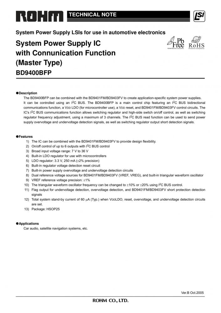 BD9400BFP-E2 datasheet page 1