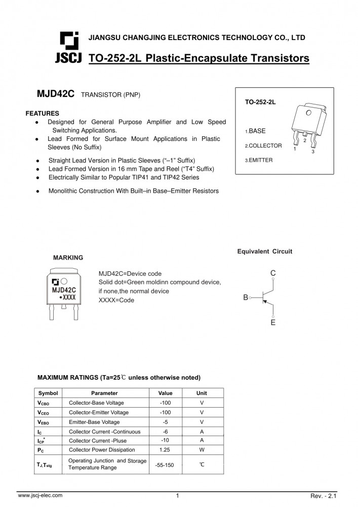 MJD42C datasheet page 1