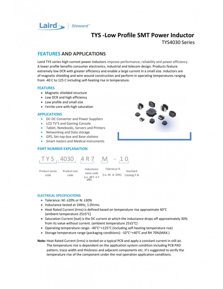 Laird TYS4030 datasheet page 1