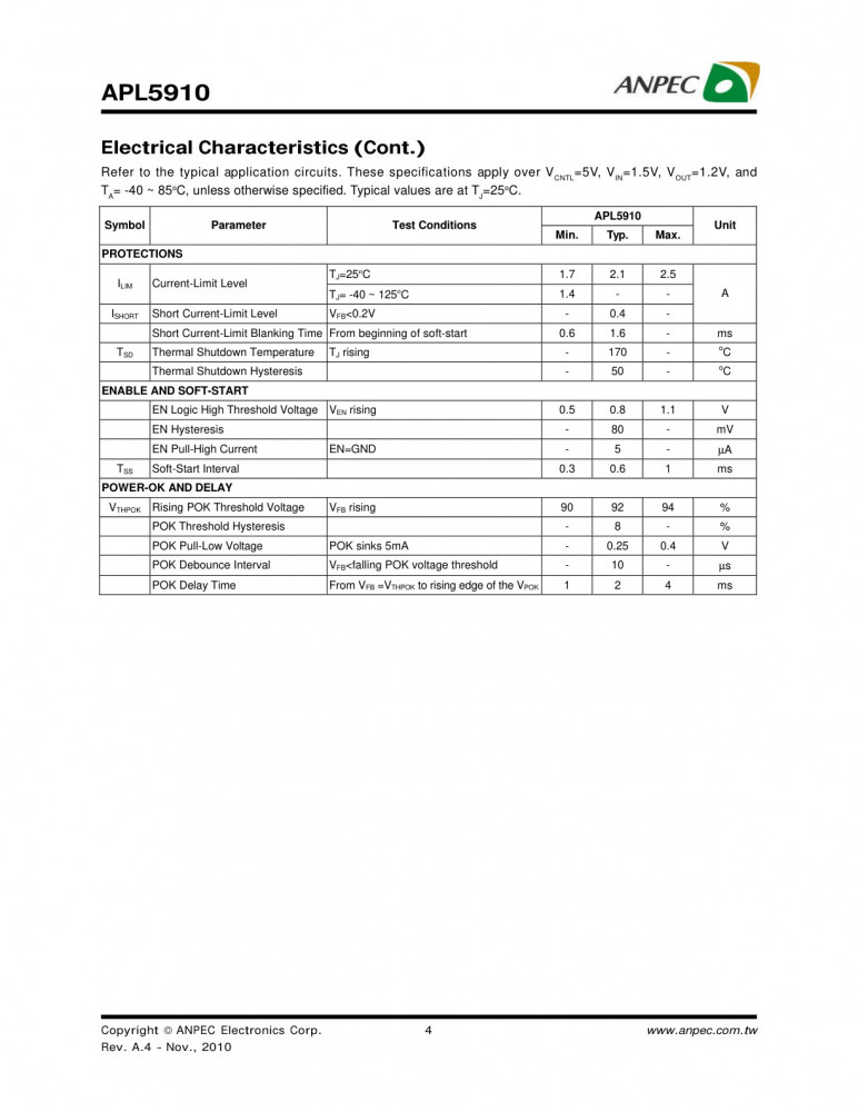APL5910 datasheet page 4