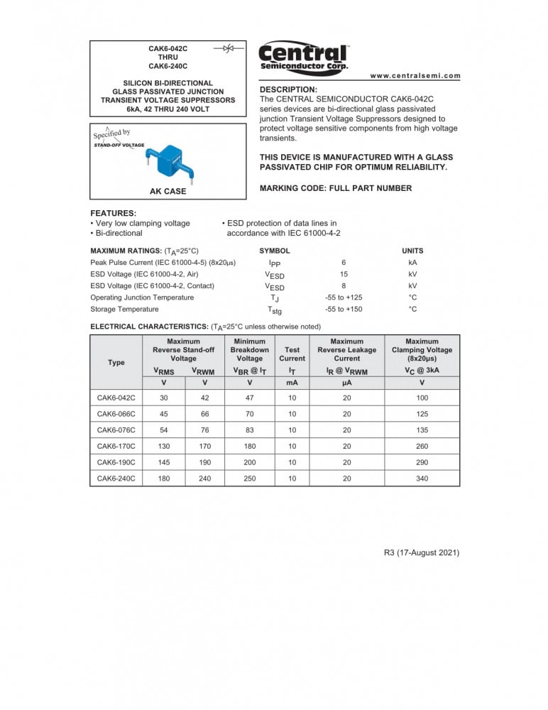 CAK6 series datasheet page 1