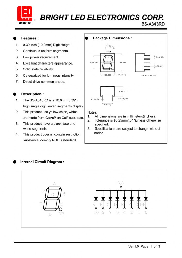 BS-A343RD datasheet page 1