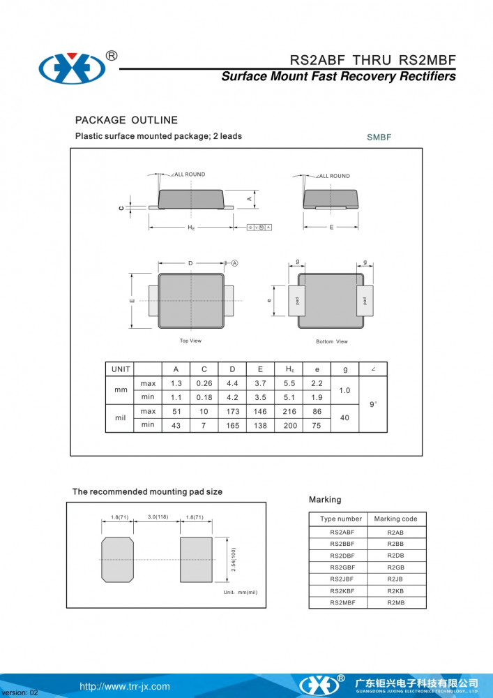 JUXING RS2MBF datasheet page 3