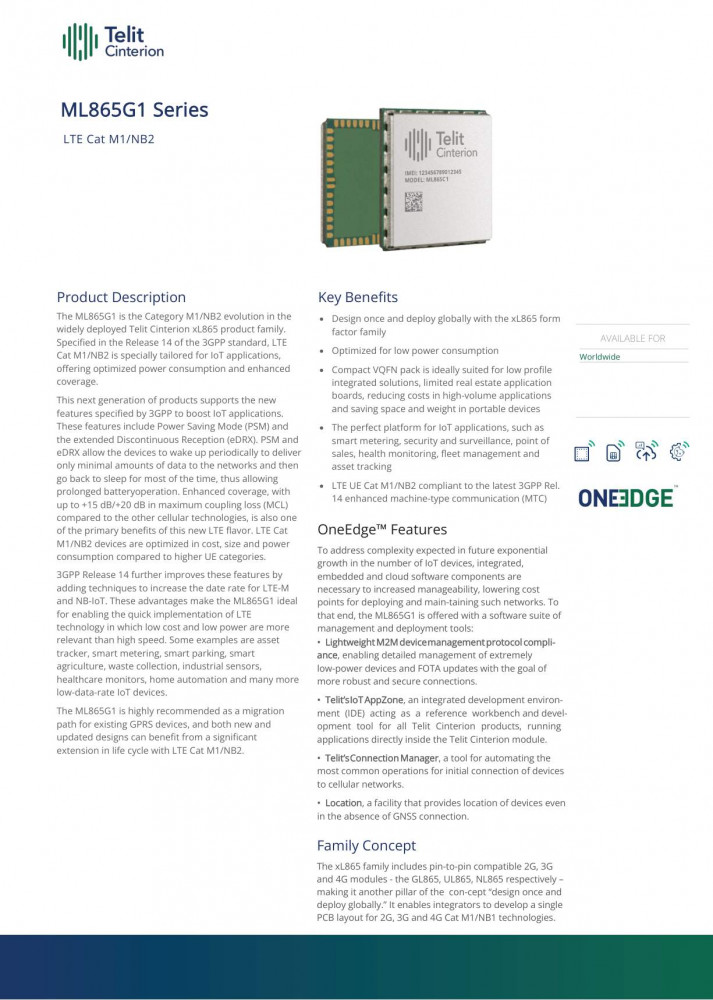 ML865G1 product document page 1