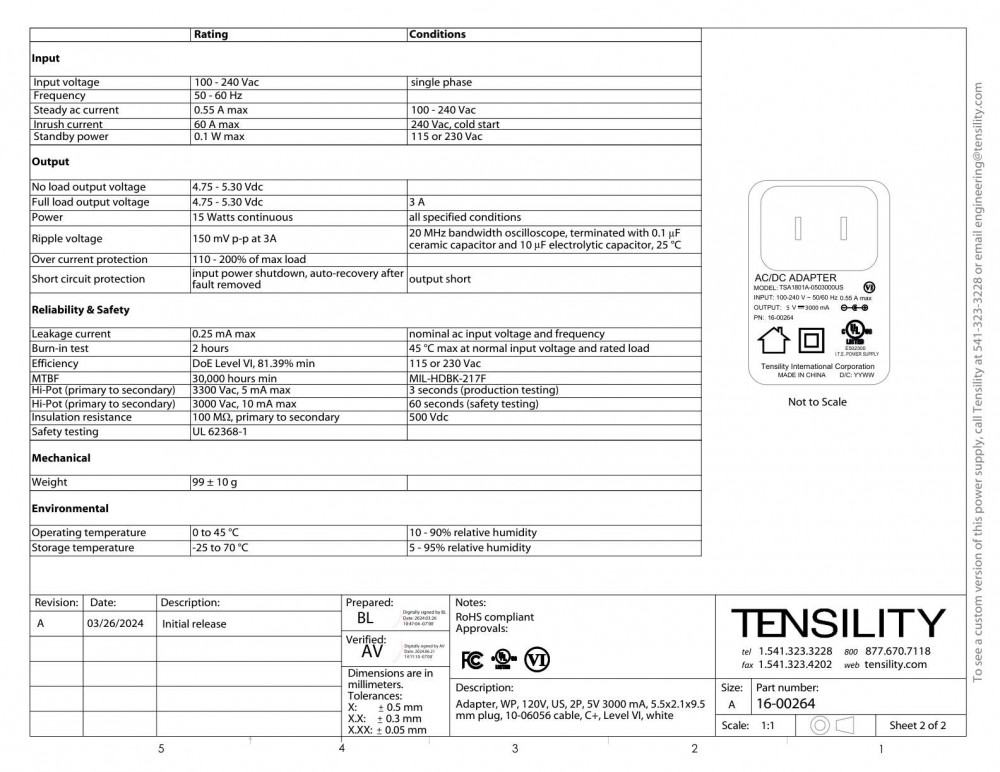 Tensility International 16-00264 product drawing, page 2
