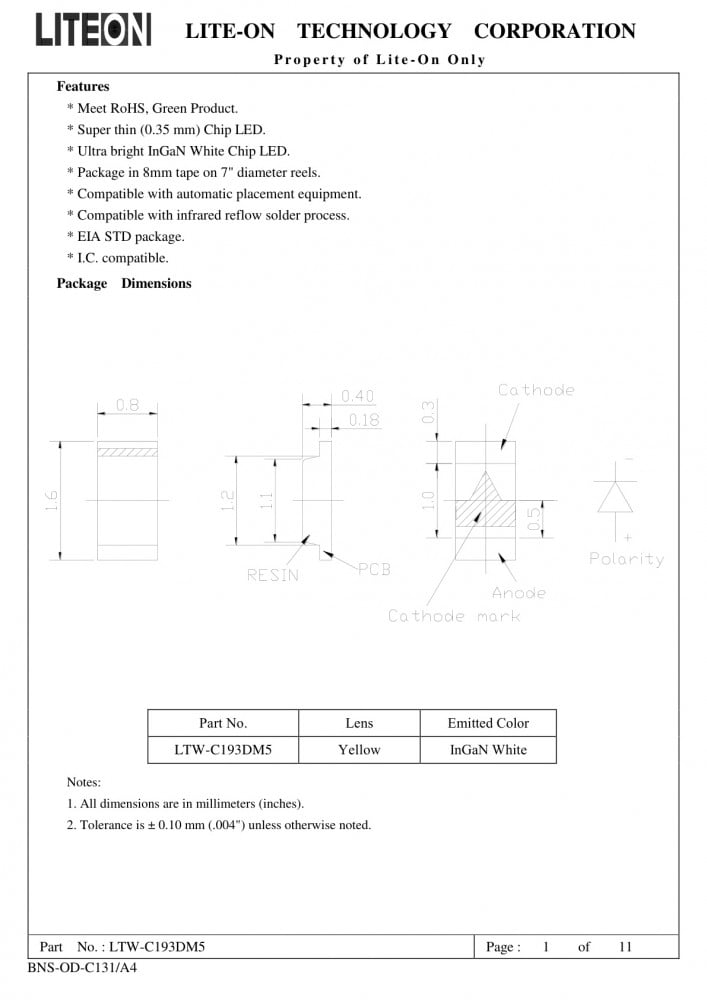 LTW-C193DM5 datasheet page 1