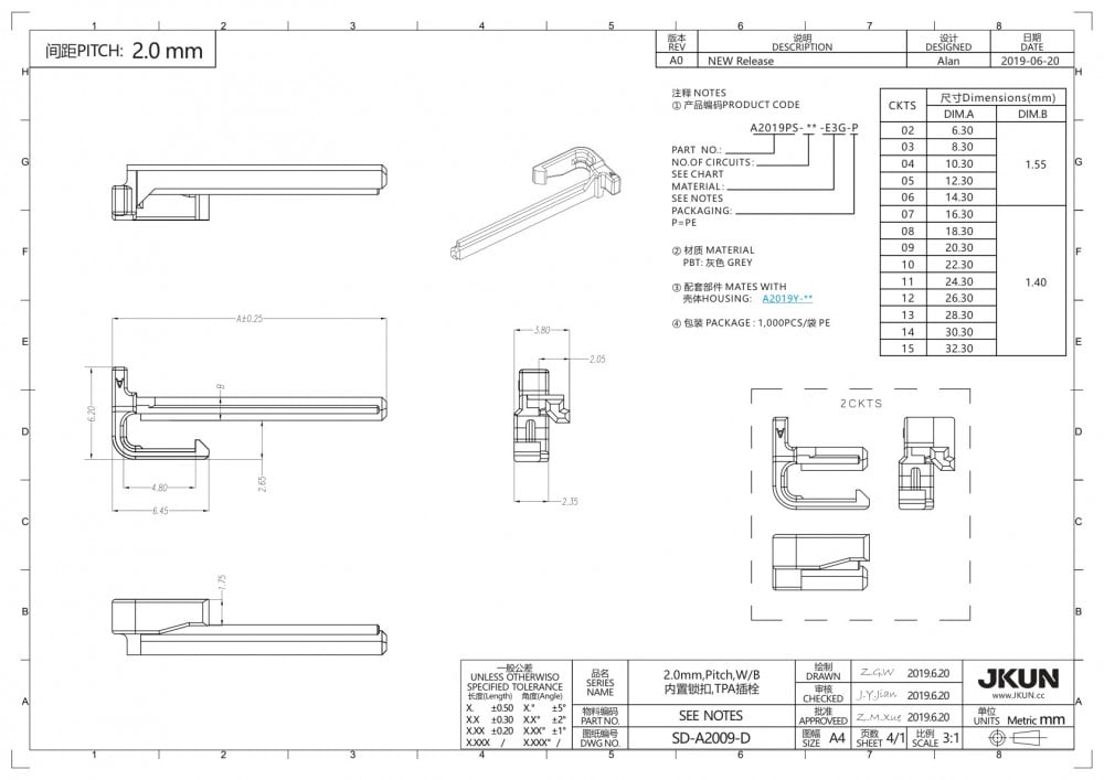 JKUN A2019 connector drawing page 3