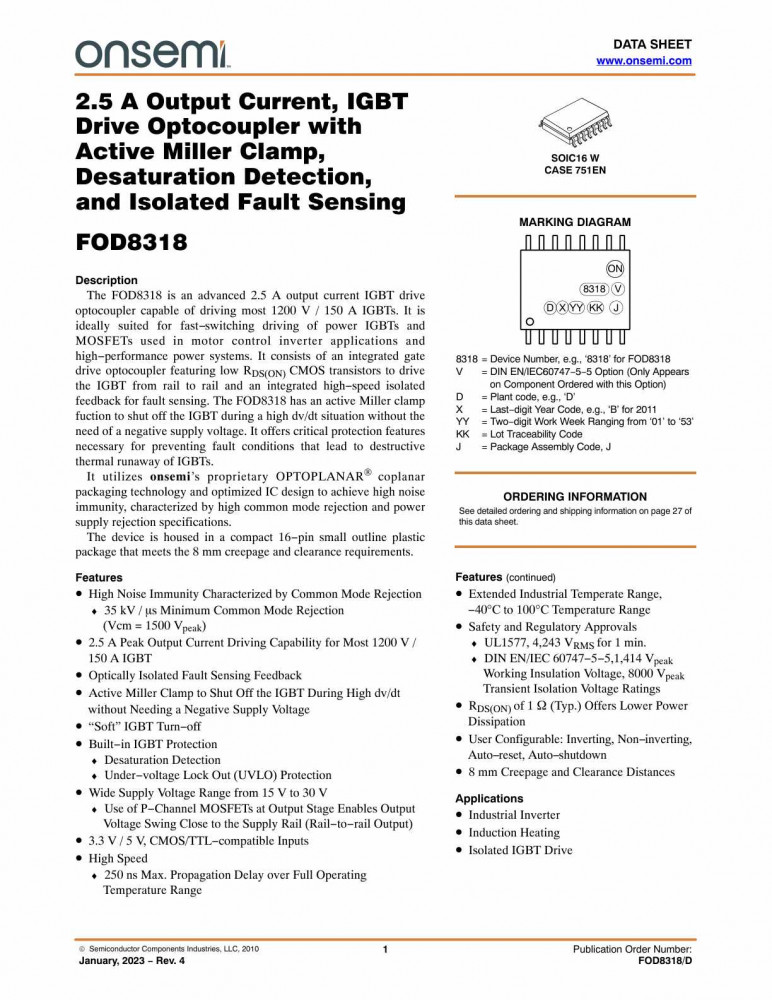 FOD8318 datasheet page 1