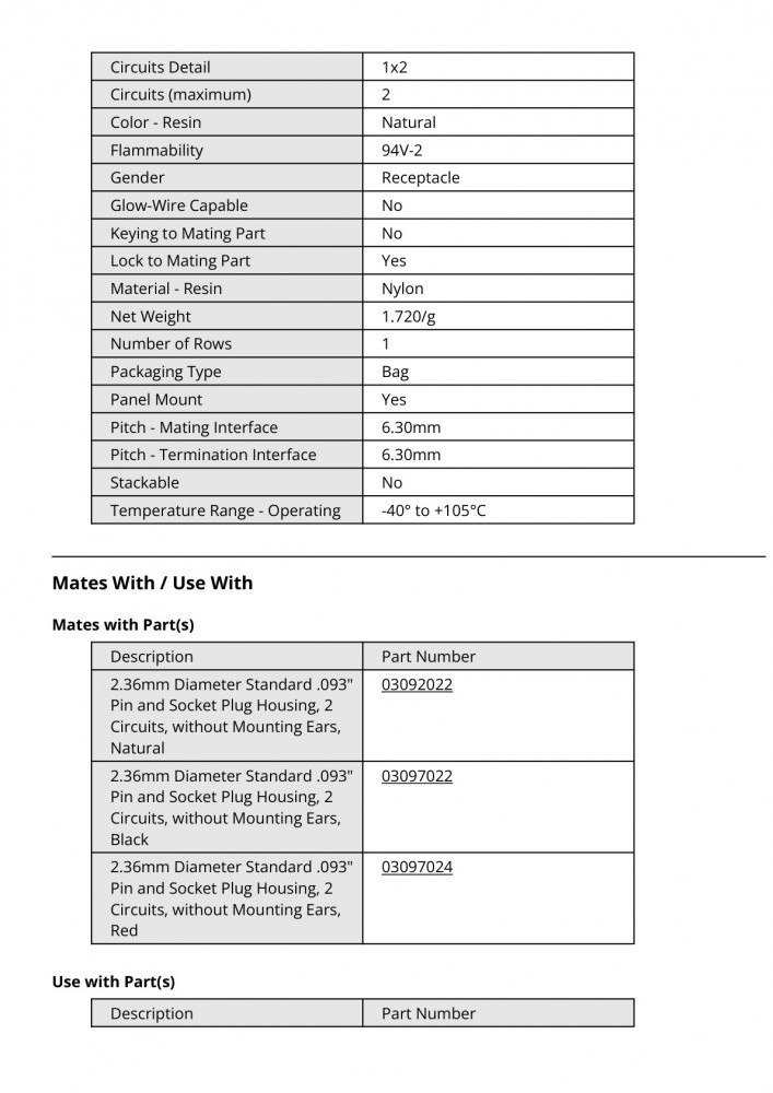 MOLEX .093 Standard Pin and Socket specification page 3