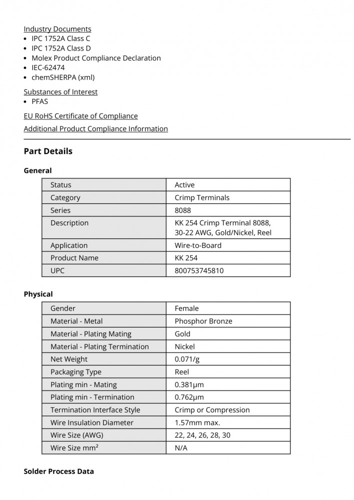 Connector specification document preview, page 2