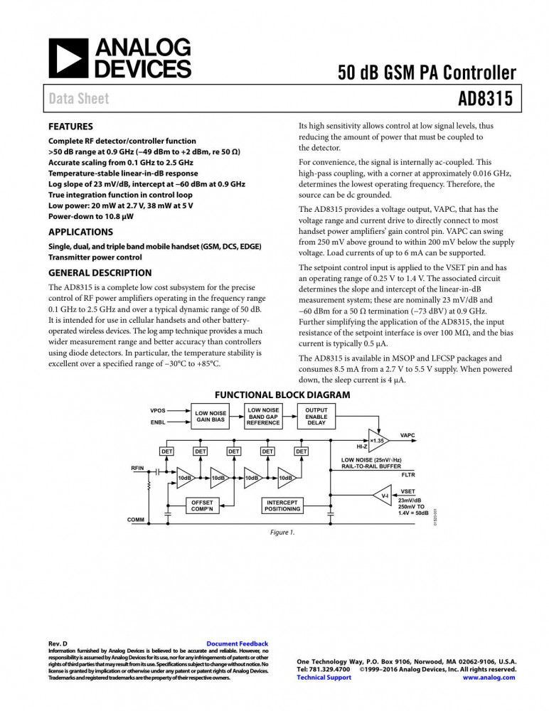 AD8315 datasheet page 1