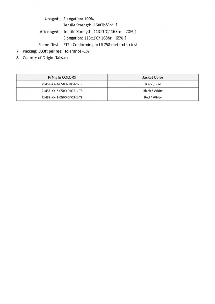 CNC Tech 21458 cable specification document page 2