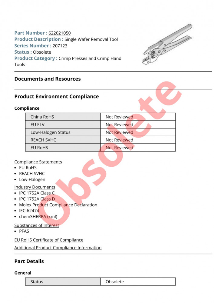 Technical document page 1 for product 622021050