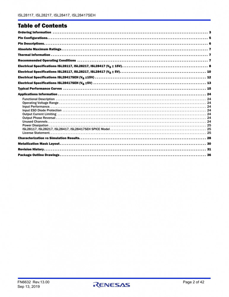 ISL28217 datasheet page 2