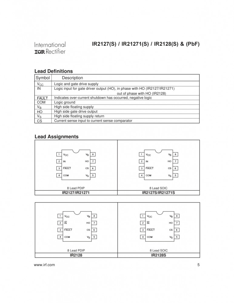 IR2127SPBF datasheet page 5