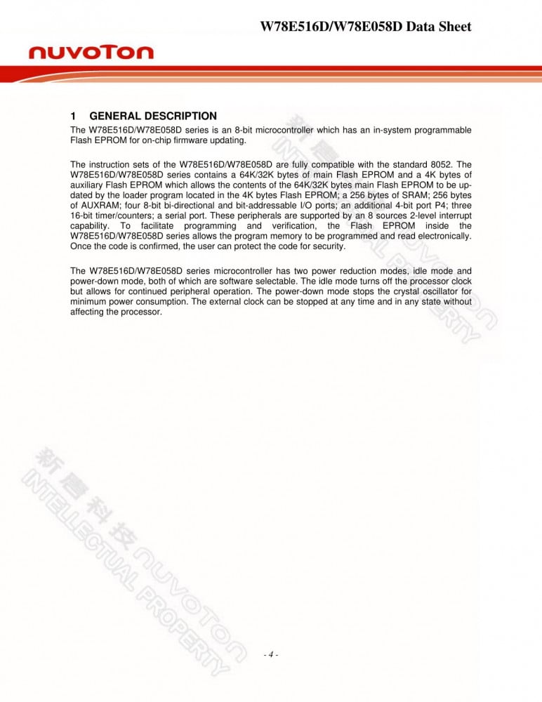 W78E058DPG datasheet page 4
