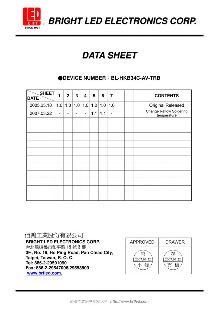 BL-HKB34C-AV-TRB datasheet page 1