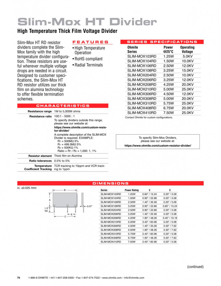Ohmite Slim-Mox technical document page 4