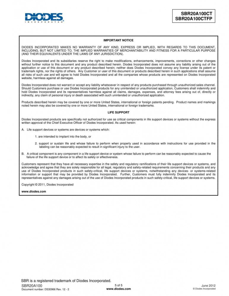 SBR20A100CTFP-G datasheet page 5