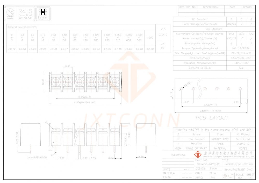 D9545C-8P0B36 technical drawing page 1