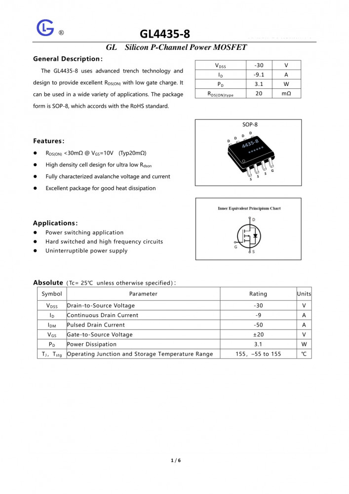 GL4435-8 datasheet page 1