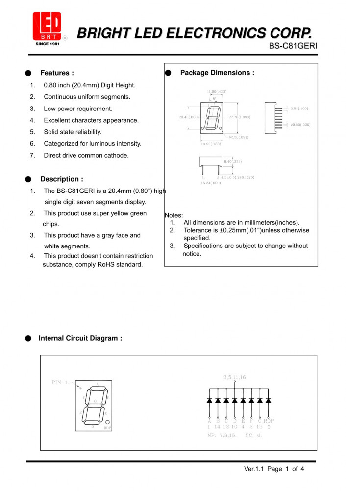 BS-C81GERI datasheet page 1
