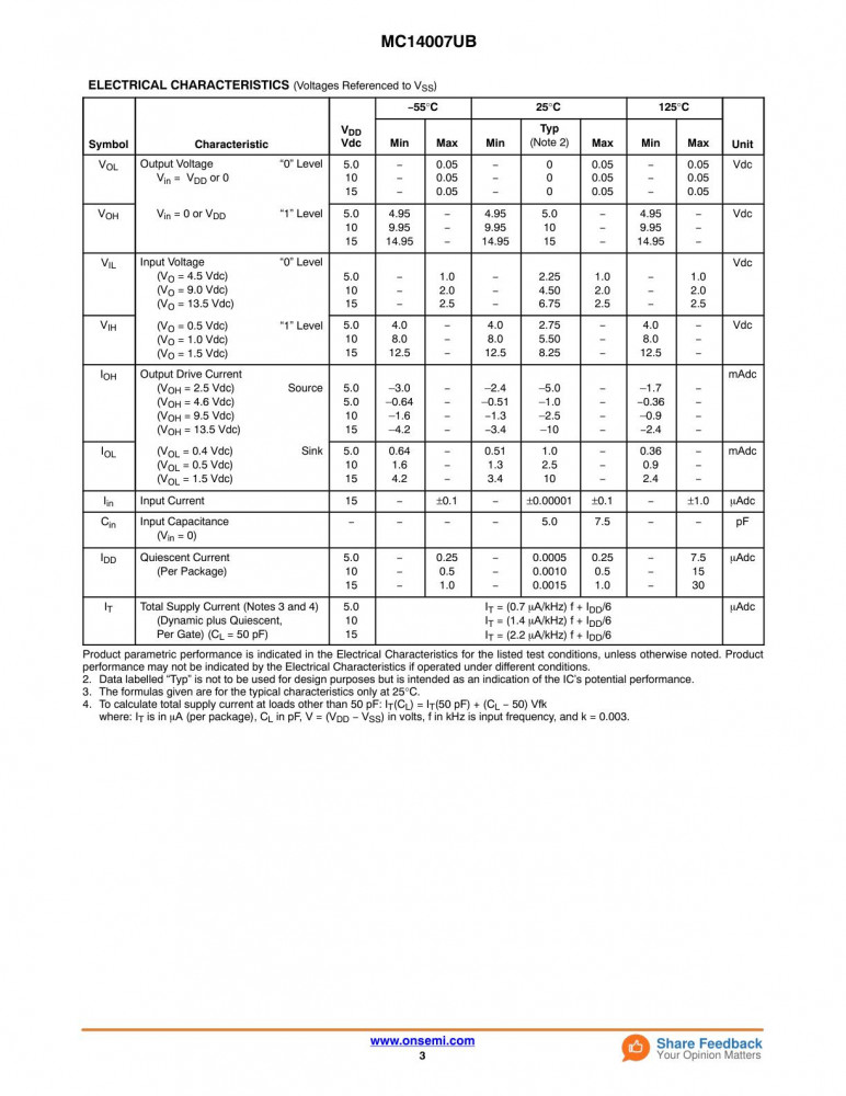 MC14007UB datasheet page 3
