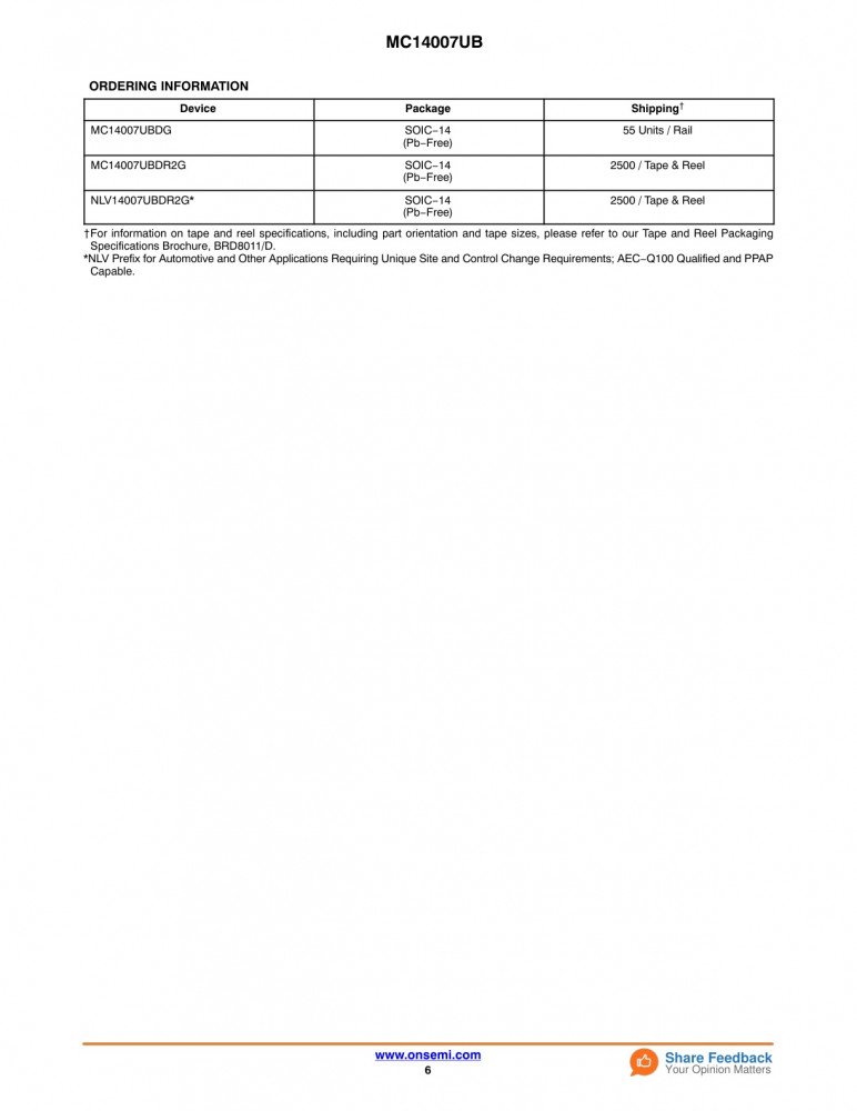 MC14007UB datasheet page 6
