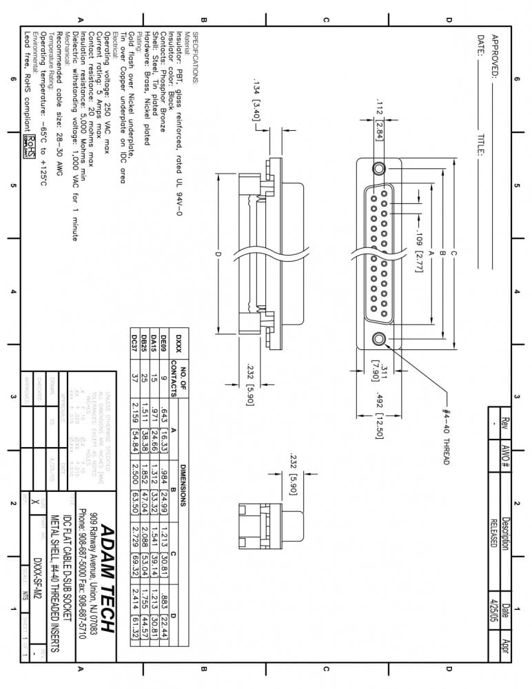 ADAM TECH D-sub dimensional reference