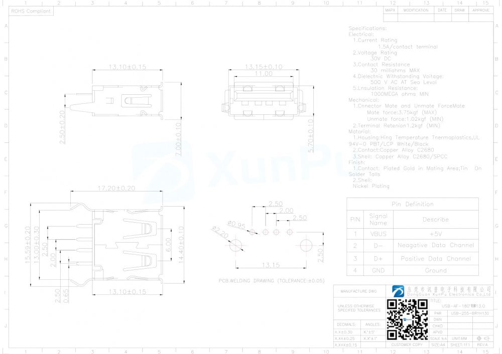 USB-255-BRYH130 technical document page 1
