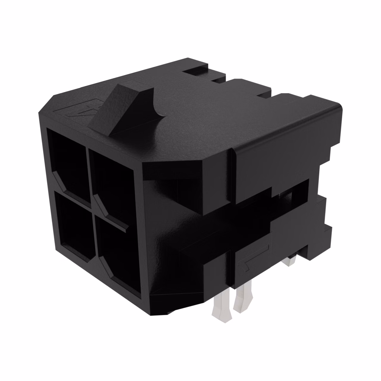Micro-Fit+ Right-Angle Header, Through Hole, 3.00mm Pitch, Dual Row, 4 Circuits, 1.52µm Matte Tin (Sn) Plating, Glow-Wire Capable, Press Clip, Black, 1.80mm PC Tail, Tray for sale