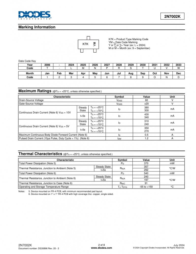 2N7002K-7 datasheet page 2