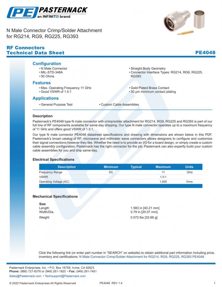 PASTERNACK PE4048 datasheet page 1