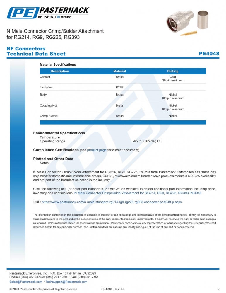 PASTERNACK PE4048 datasheet page 2